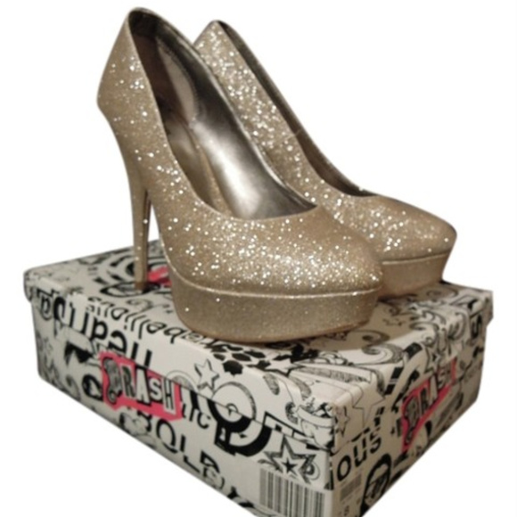 Brash | Shoes | Brash Gold Glitter Platforms Heels | Poshmark